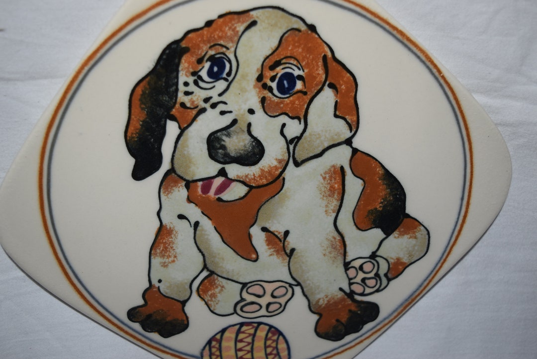 Janet Rothwoman Rare Early Square Beagle Plate Trivet California Art ...