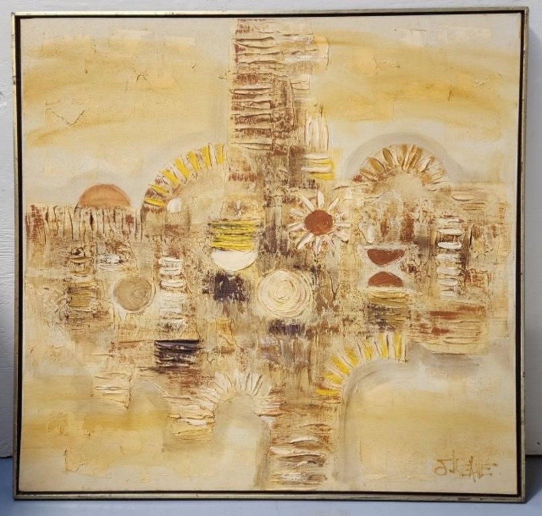 Abstract Theodore J. Keane Mid-century Oil Painting on Canvas 36 X 36 ...