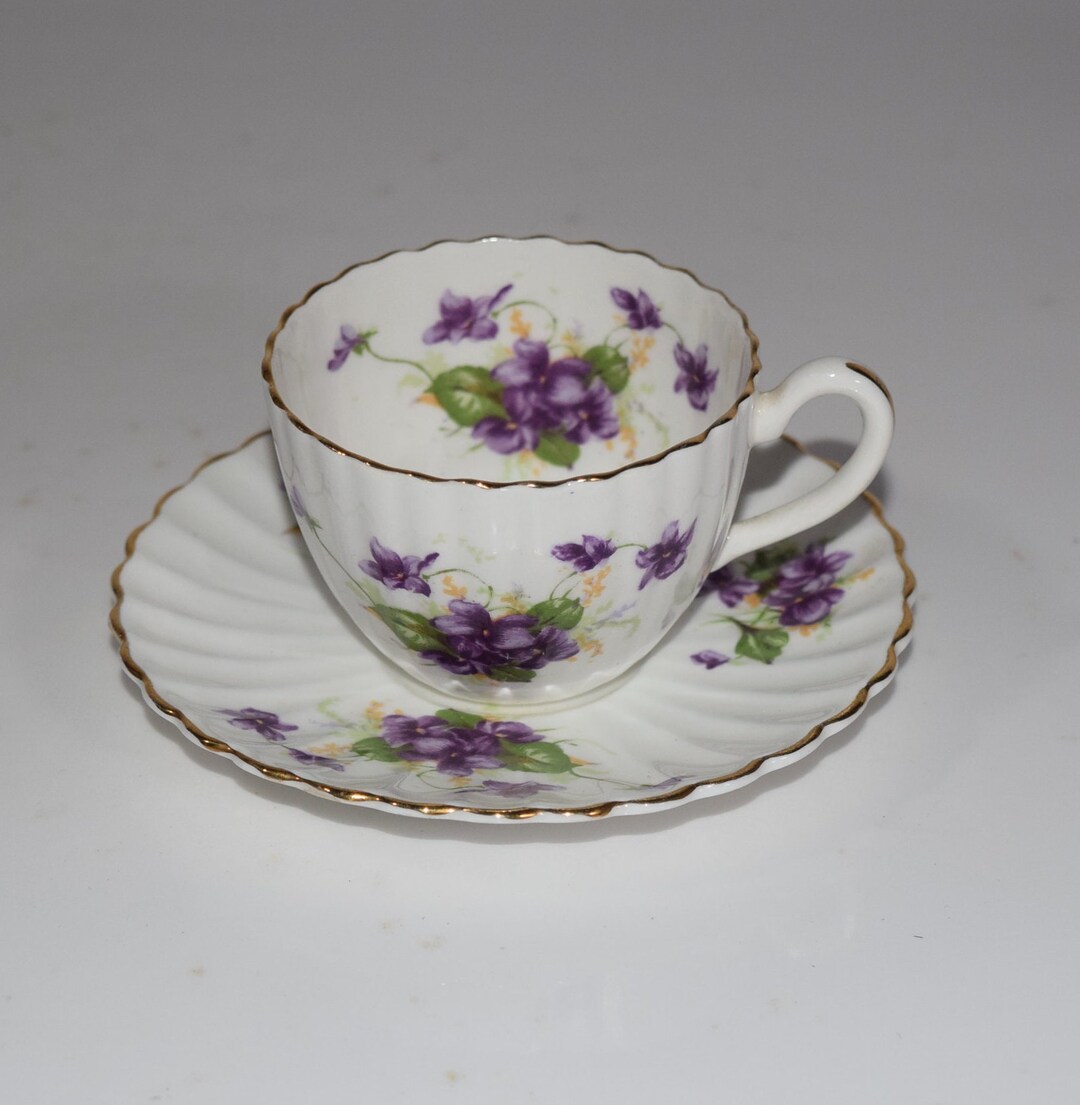 Radfords Violets Bone China Demitasse Tea Cup & Saucer Made in England ...