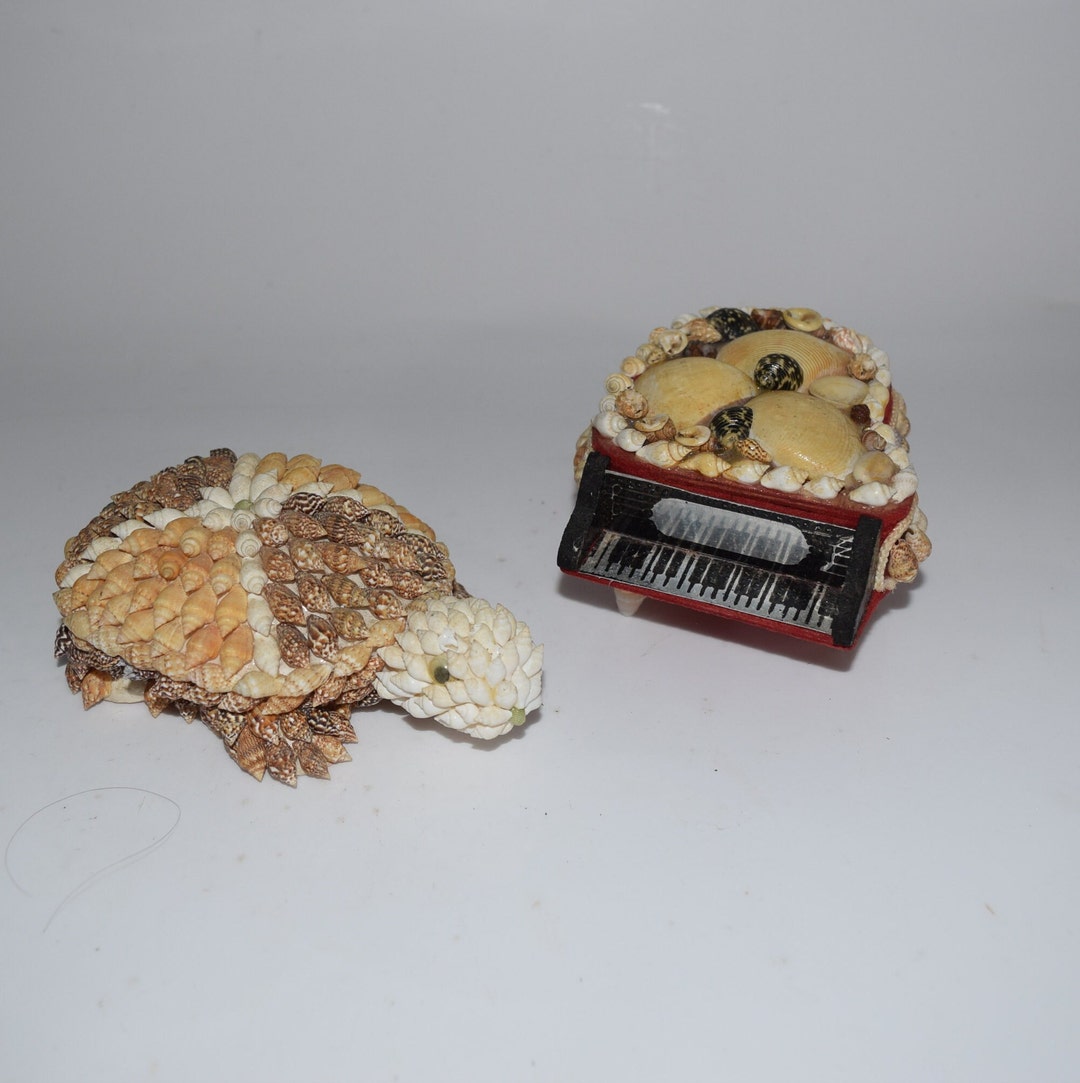 Beach Hand Crafted Sea Shell Encrusted Animal Turtle Figure or Seashell ...