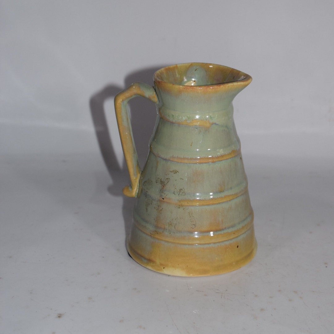 Foreside Pottery Gorham Maine Sage Green Glazed Ceramic Pottery Pitcher ...