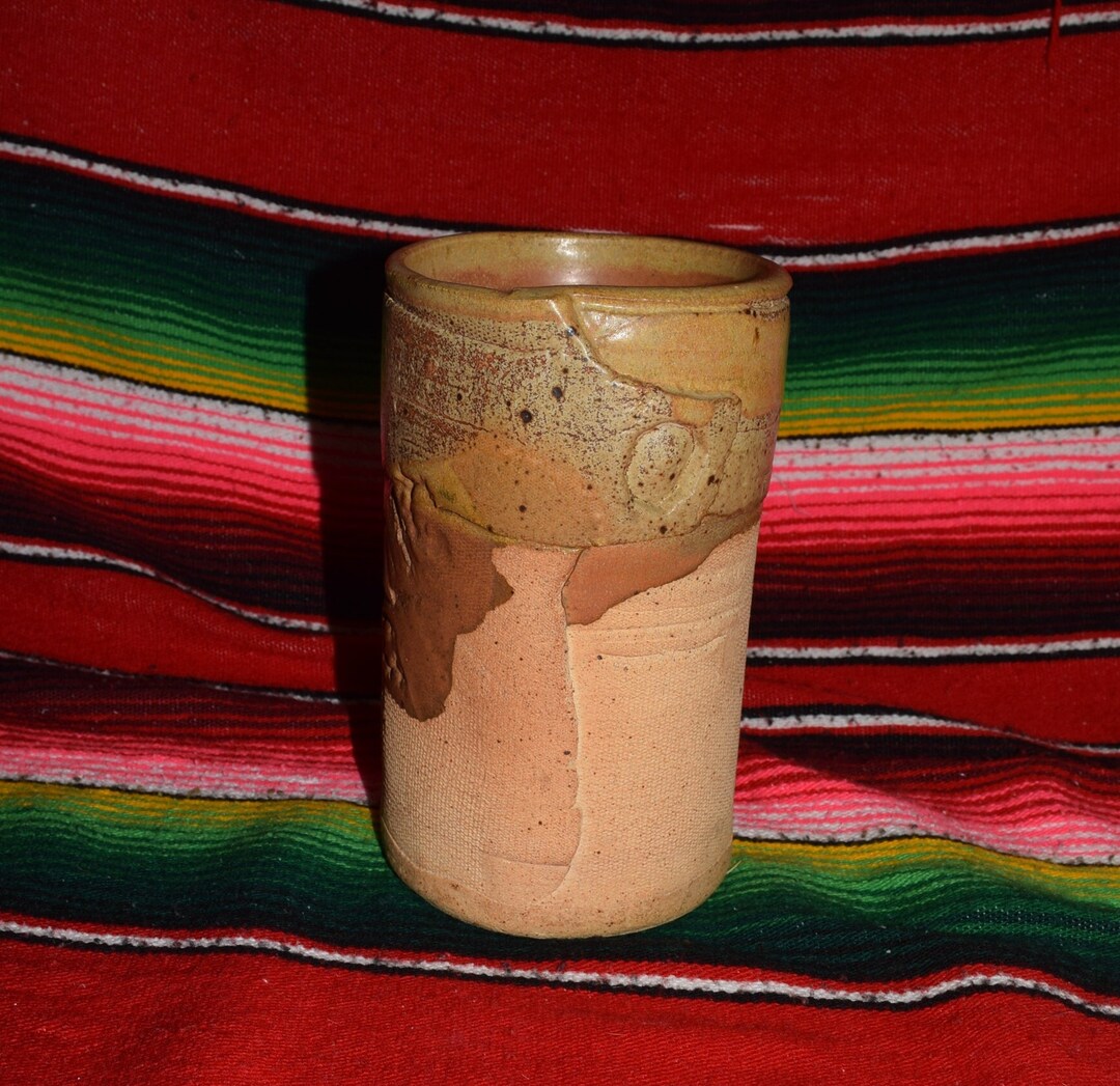 Brutalist Style Slab Built Cylinder Clay Vase or Wine Cooler Chiller ...