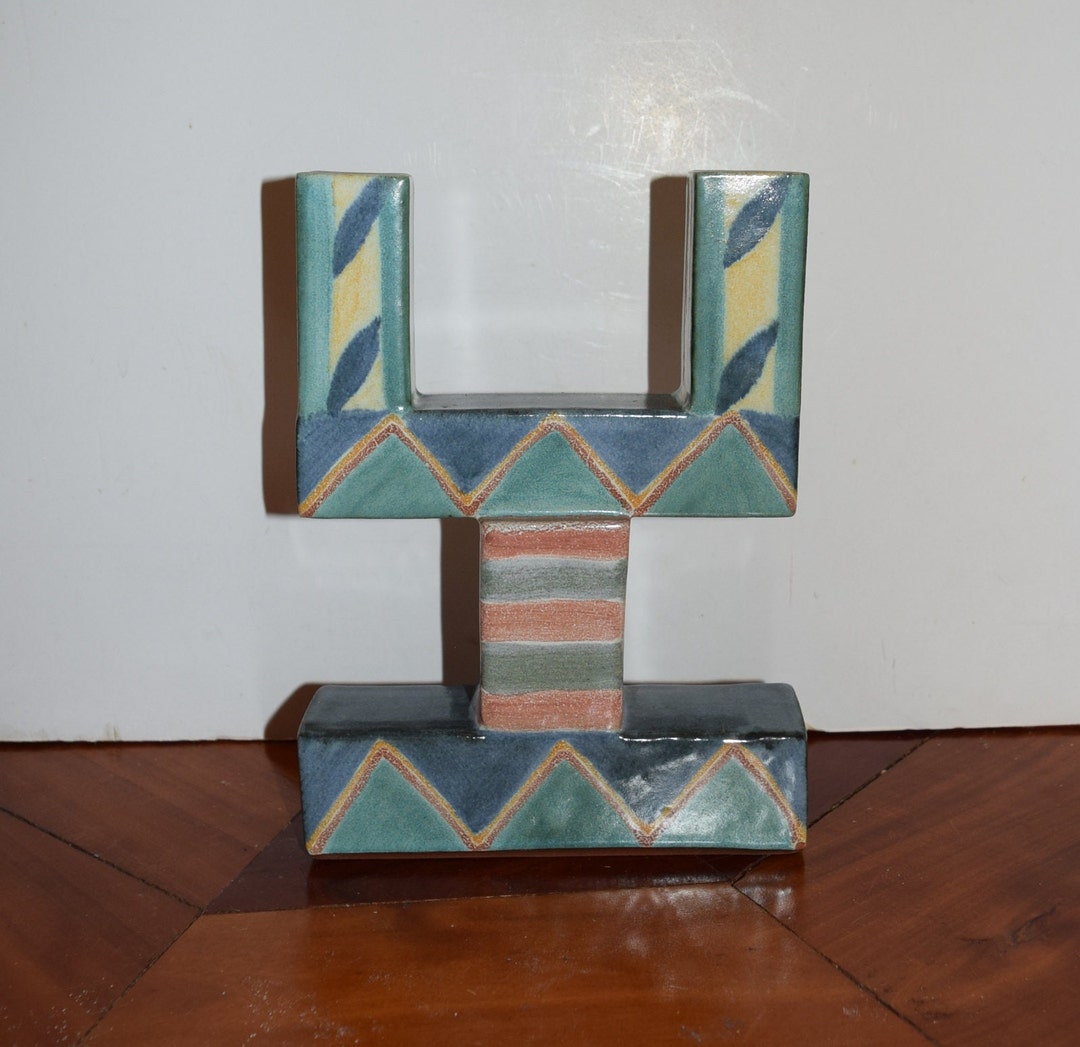 Sara Post Studio Art California Redware Pottery Abstract Candle Holders ...