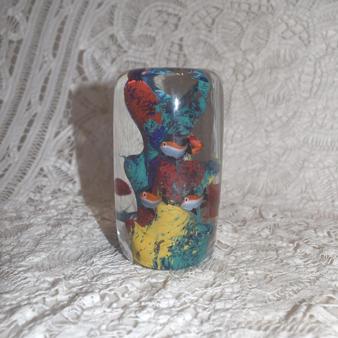 Murano Style Vintage Art Glass Marine Aquarium Fish & Reef Coastal ...