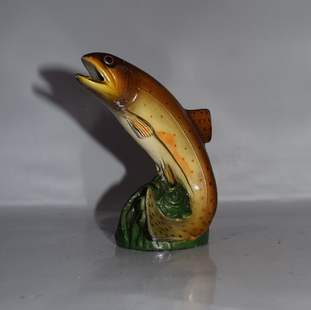 Heavy Trout Jumping Fish Sculpture Made of Metal Could Be Paperwieght ...