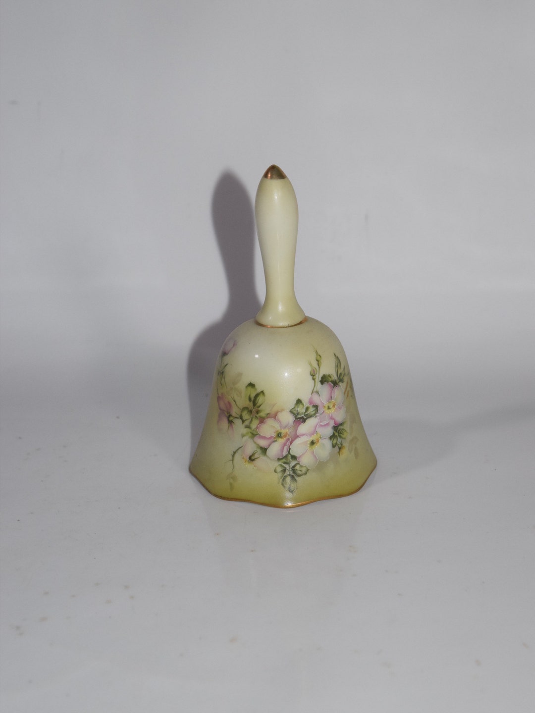 Hand Painted RS Prussia or Nippon Porcelain Bell - Floral Design Hand ...