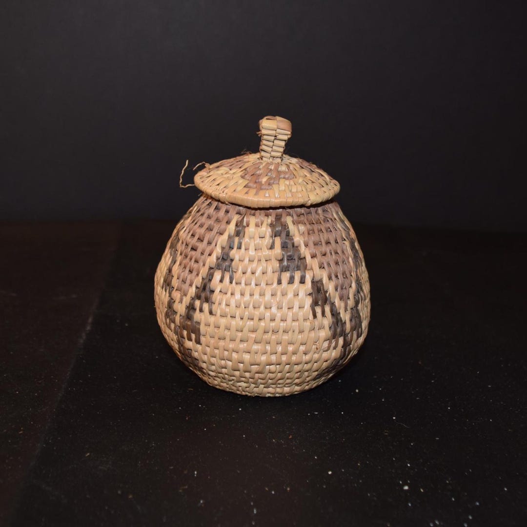 South Africa Zulu Kingdom Herb Basket W Lid Vintage Hand Woven ...