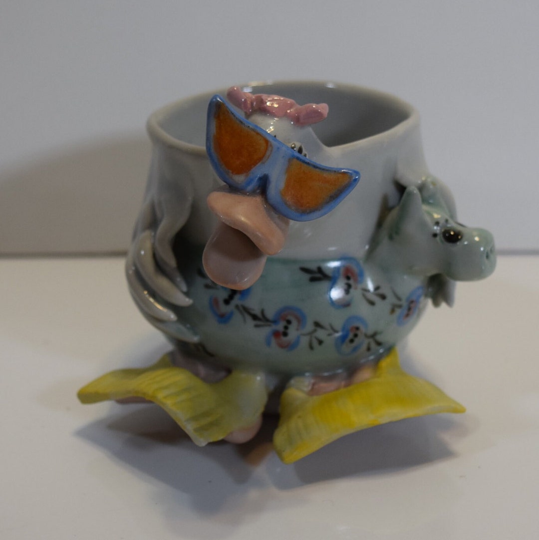 Whimsical Duck Bowl, Whimsical Ceramic Duck Holding a Friend in an ...