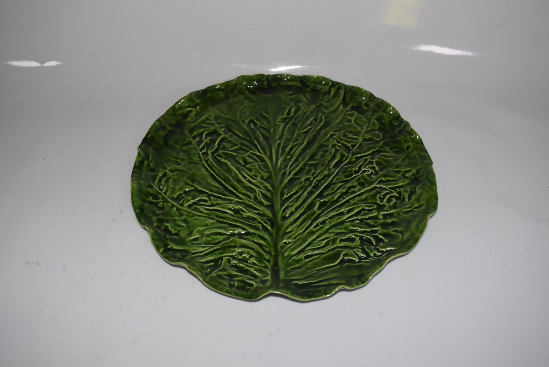 Pat Young Art Pottery Organic Cabbage Leaf Plate Lettuce Platter Leaf ...