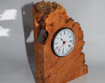 Vintage Handmade Burl Wood Quartz Desk Clock, Artist Signed Charles ...