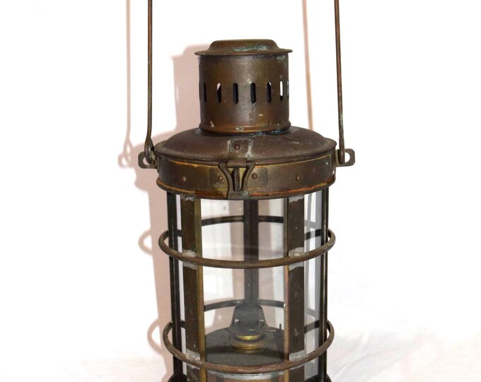 Antique Marine English Brass Ship Masthead Lantern Nautical Lamp Wedge ...