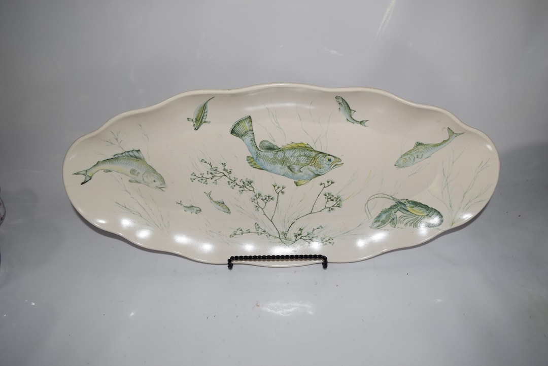 Waverly Products Melamine Fish Platter Tray “montage of the Sea” Plate ...