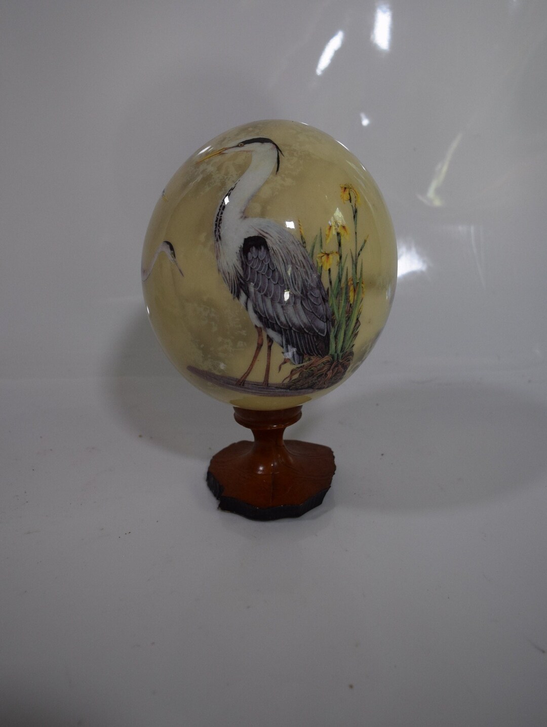 Heron Birds Decoupaged Ostrich Egg Beautiful Big Water Fowl Design ...