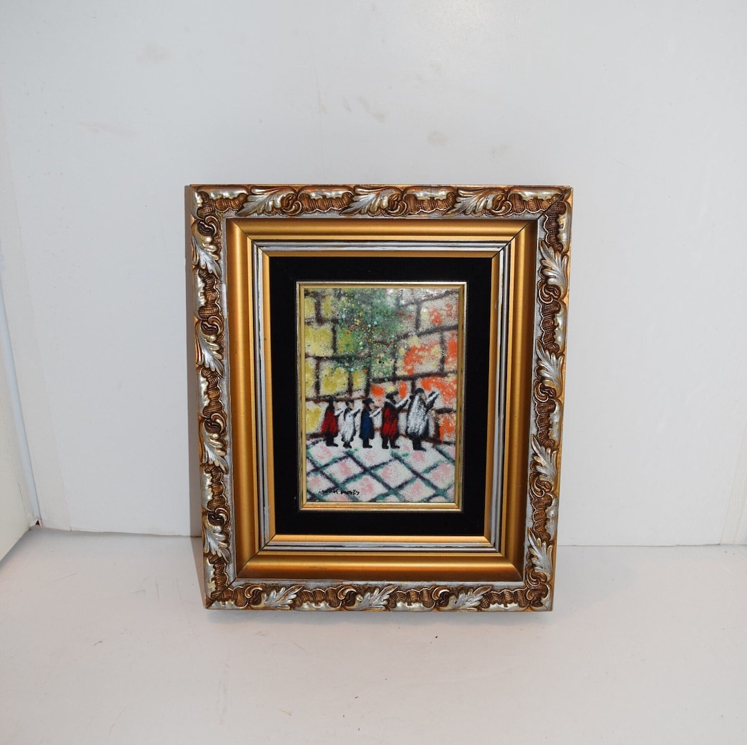 Mark Moses Enamel on Copper Painting Wailing Wall Jerusalem Judaica ...
