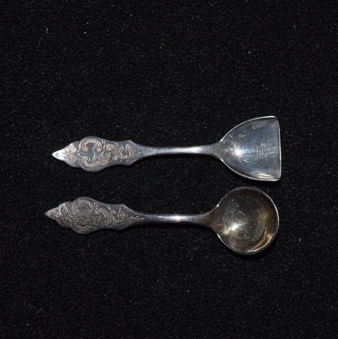 Antique Hanseat Set of 2 Miniature Salt Spoon German Silverplate ...
