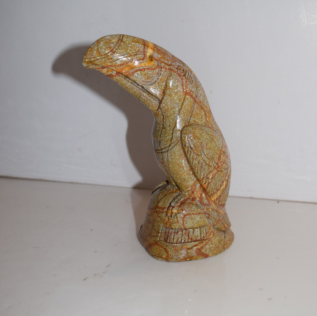 Hand Carved Stone Marble Toucan Tropical Bird Figurine Handcrafted ...