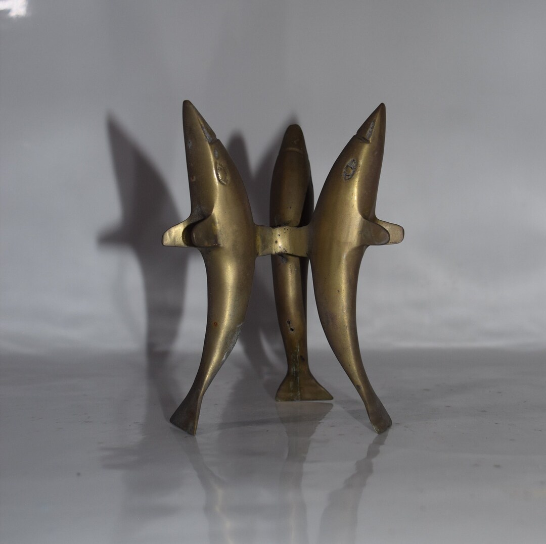 Solid Brass Dolphin Tripod Orb Marble Sphere Stand Trio of Dolphins ...