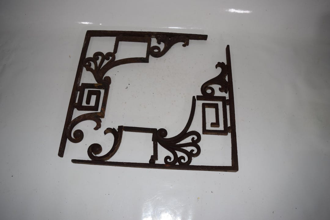 Vintage Pair of Metal Large Asian Style Ornate Wrought Iron Brackets ...