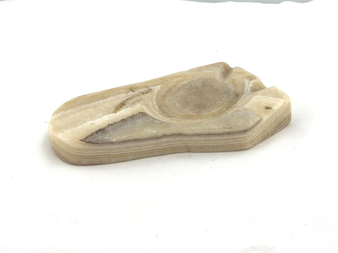 Vintage Rectangular Onyx Stone Alabaster Marble Pipe Rest or Cigar or ...