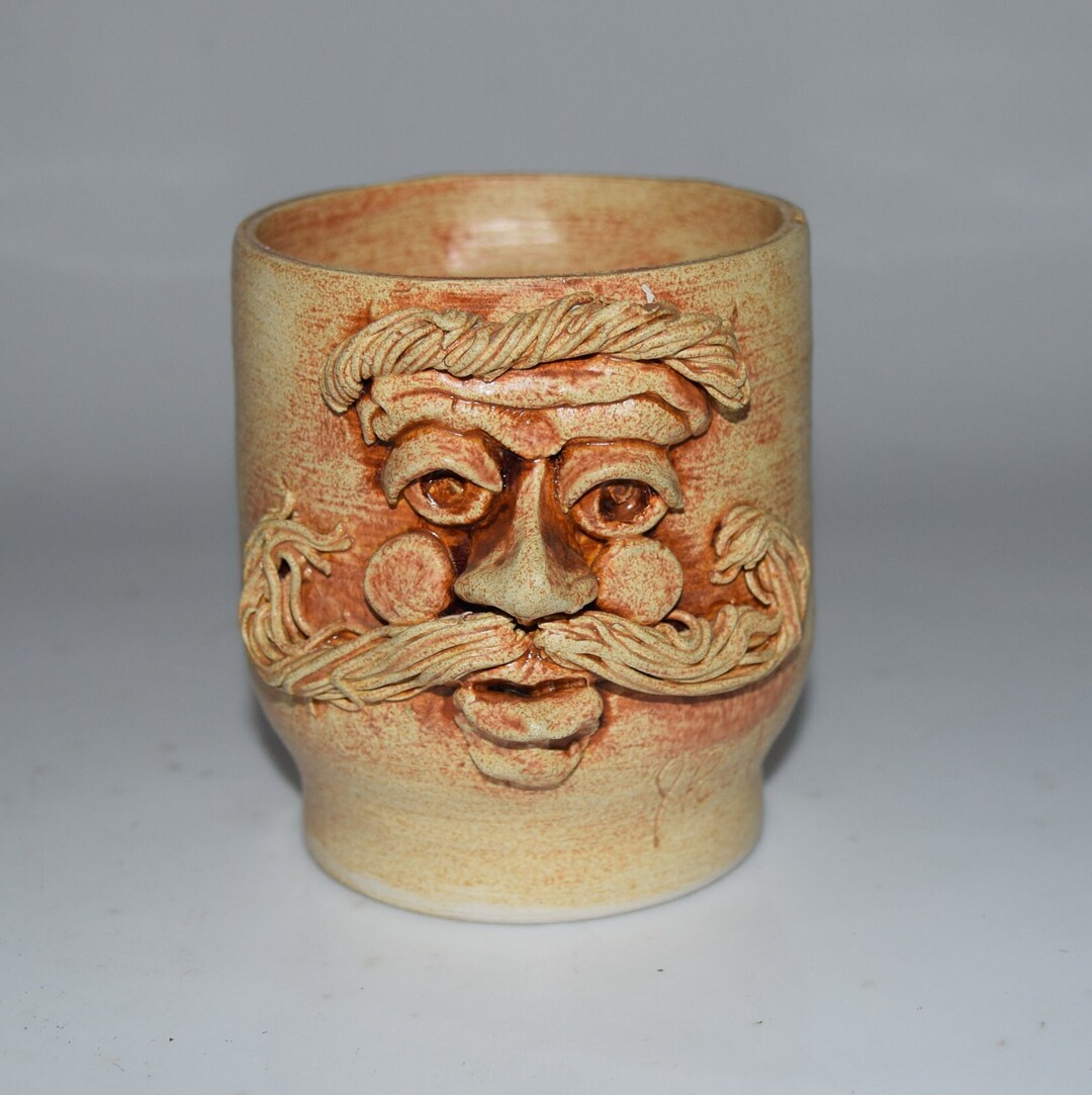Old Timer Art Pottery Funny Face Mug 3D Whimsical Pottery Face Cup ...