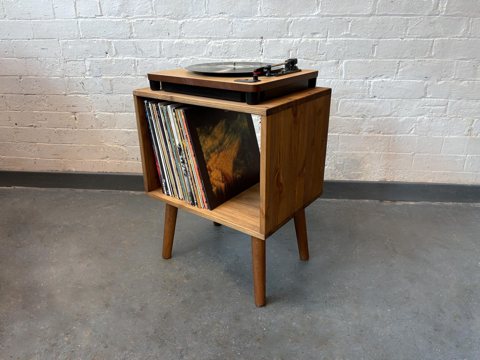 Turntable Stand With Storage, Record Player Stand, Wooden Record Unit ...