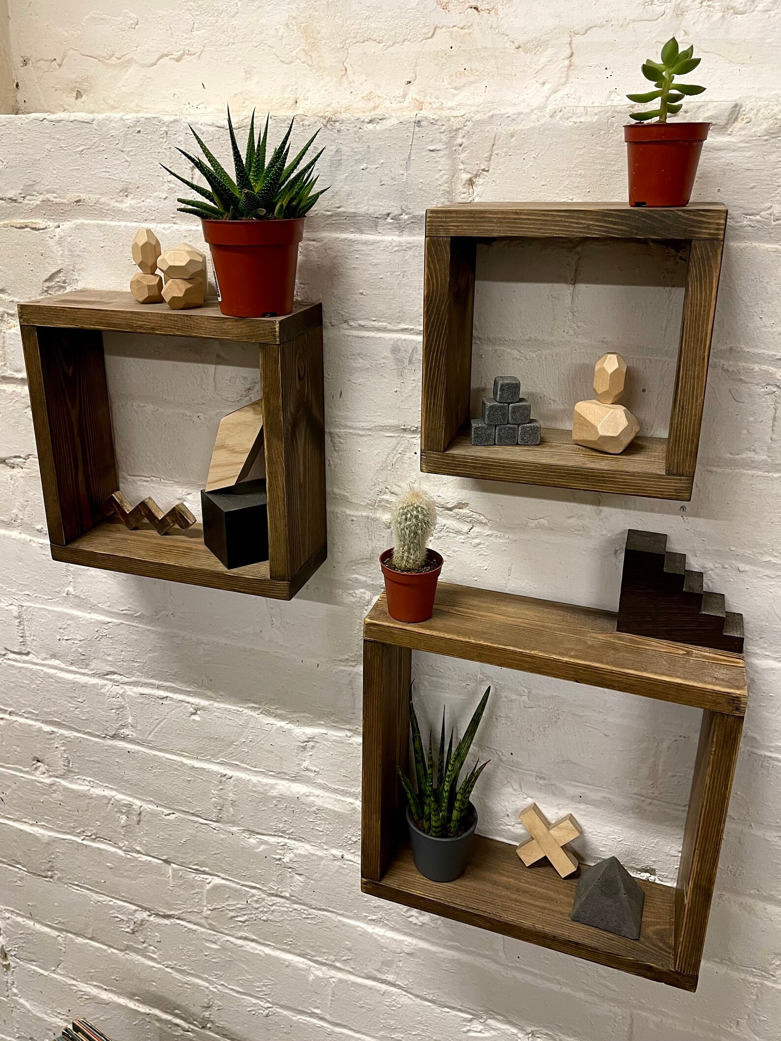 Wooden Cube Shelf Rustic Box Shelf Wall Hanging Square | Etsy