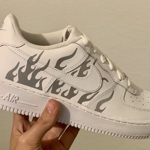 Reflective Flames White Nike Air Force 1 | Custom Air Force 1s One | 3m ...