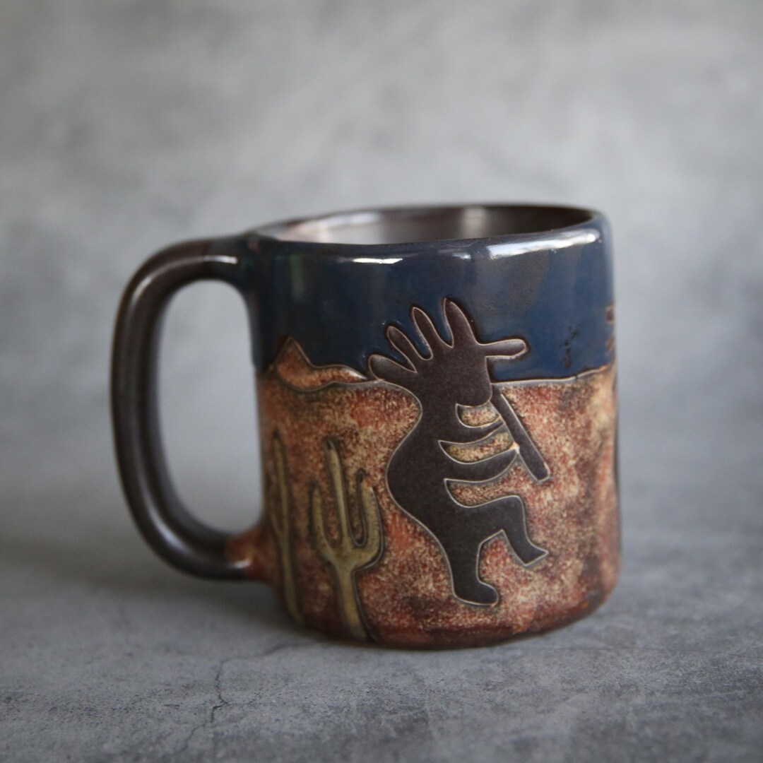 Mara Mexico Stoneware Etched and Hand Painted Mug Kokopelli Cactus and ...