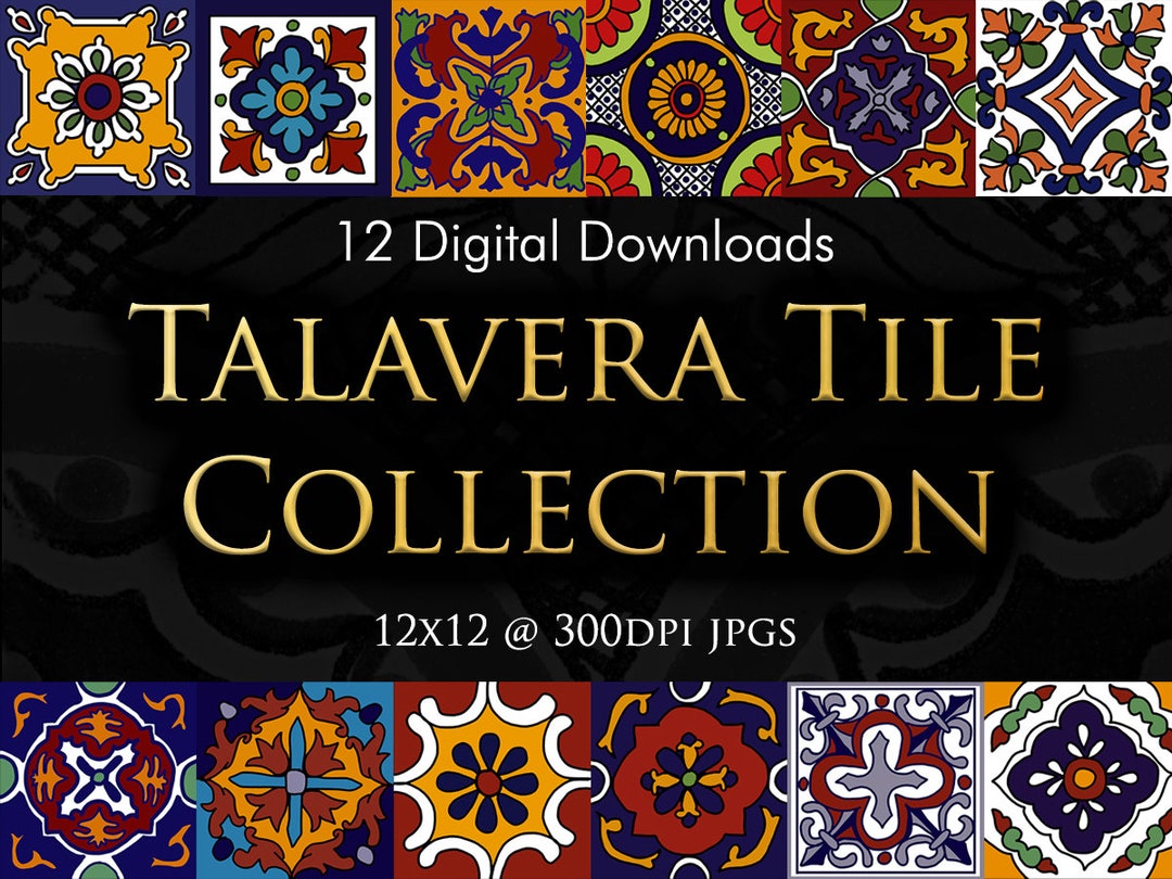 12 Talavera Tile Digital Download, Spanish Tile Scrapbook Paper ...