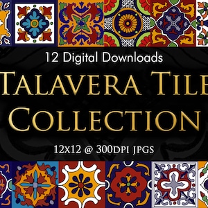 12 Talavera Tile Digital Download, Spanish Tile Scrapbook Paper ...