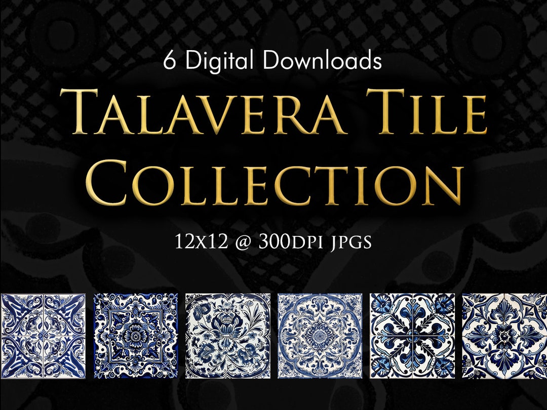 6 Talavera Tile Digital Download, Spanish Tile Scrapbook Paper, Digital ...