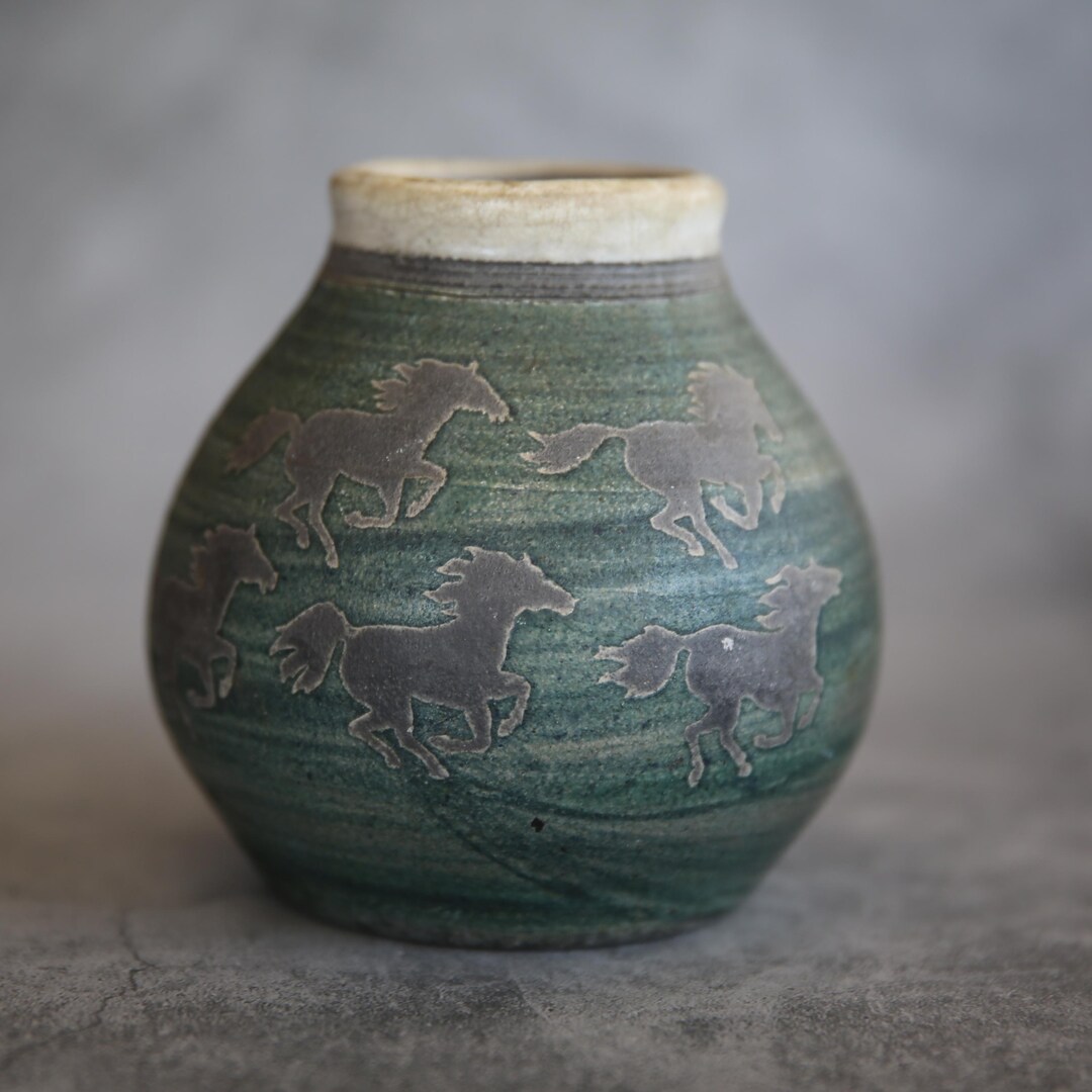 Ben Diller Signed Running Horses Raku Pottery 2004 - Etsy