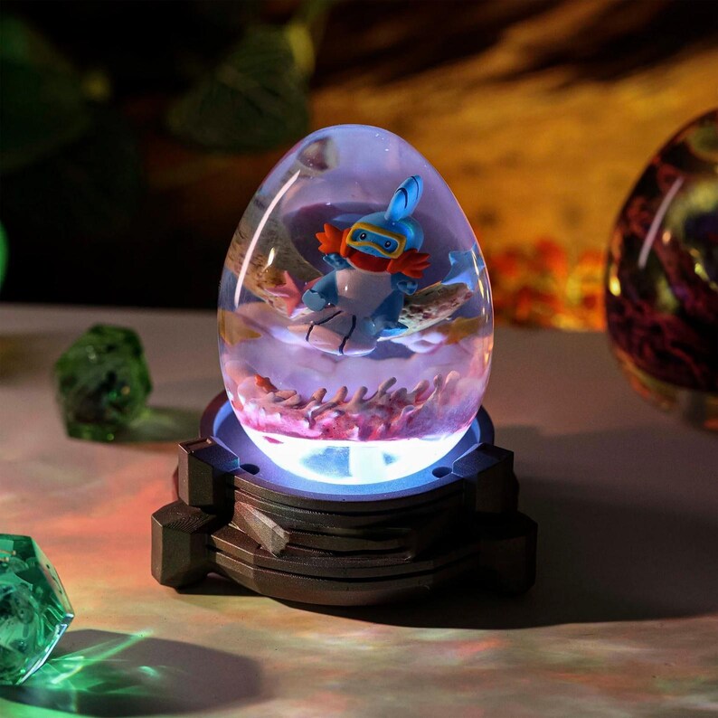 Pokemon Mudkip Epoxy Resin Egg Lamp Water Type Night Light Handmade ...