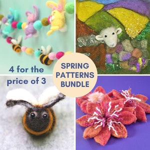 4 Needle Felting Pattern Bundle, Easy Needle Felting Patterns for ...
