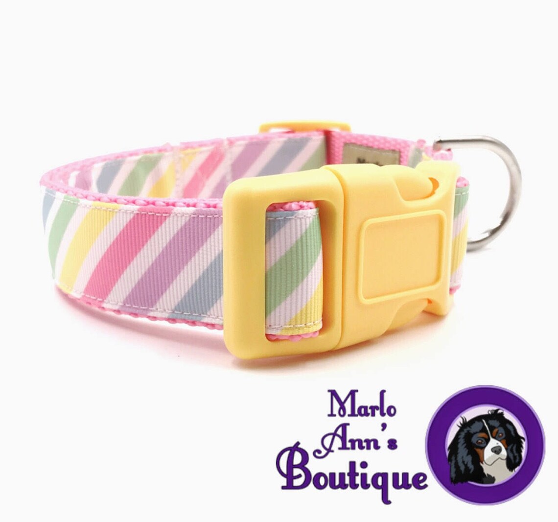 Dog Collar / Pastel Dog Collar / Spring Dog Collar / Stripes / | Etsy