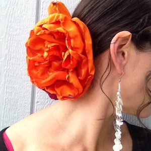 Tangerine Orange GIANT Flower Flamenco Hair Clip-pin Belly Dance Tango ...