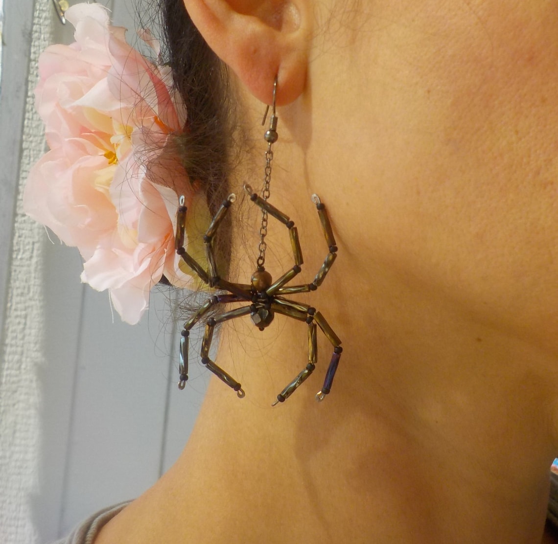 Brown Recluse Spider Earrings Beaded Spider Halloween Witch - Etsy