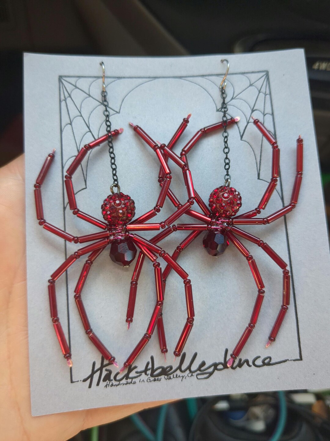 Blood Red Spider Earrings- Red-beaded Spider -pavé Beads-halloween ...