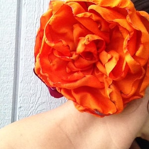 Tangerine Orange GIANT Flower Flamenco Hair Clip-pin Belly Dance Tango ...