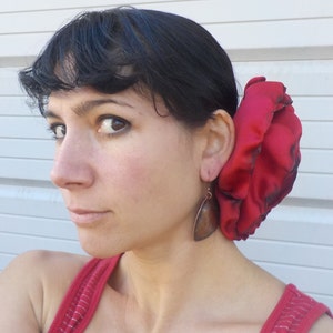 Tomato Red GIANT Flower Flamenco Hair Clip-pin Neon Orange Belly Dance ...
