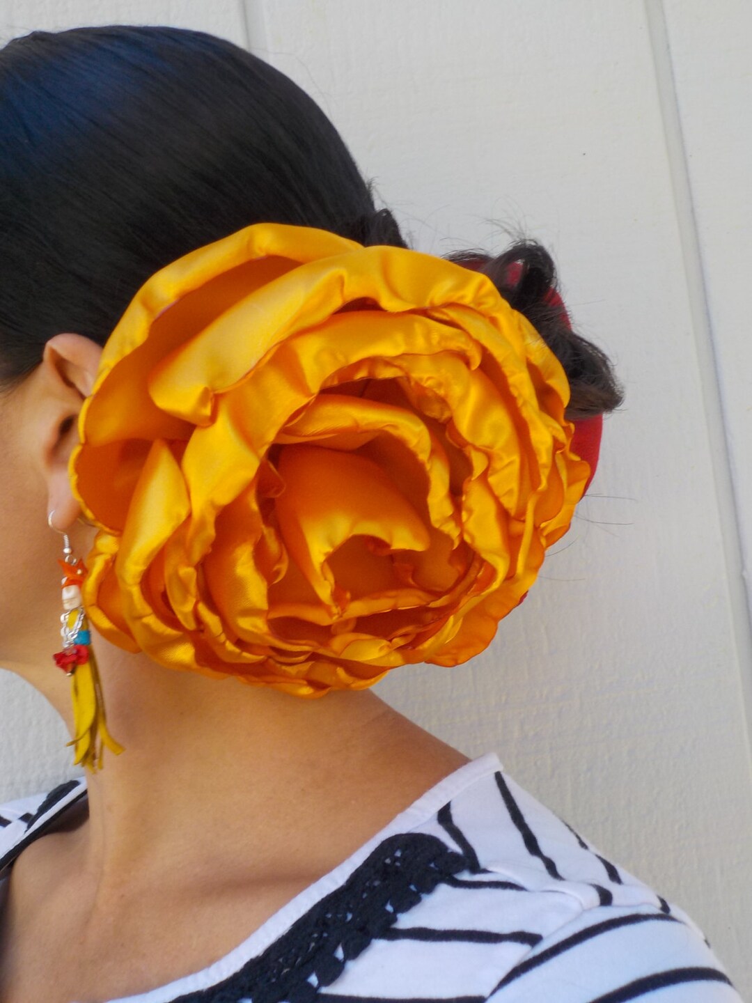 Merigold Yellow Flower GIANT Hair Clip - Belly Dance- Flamenco Flower ...