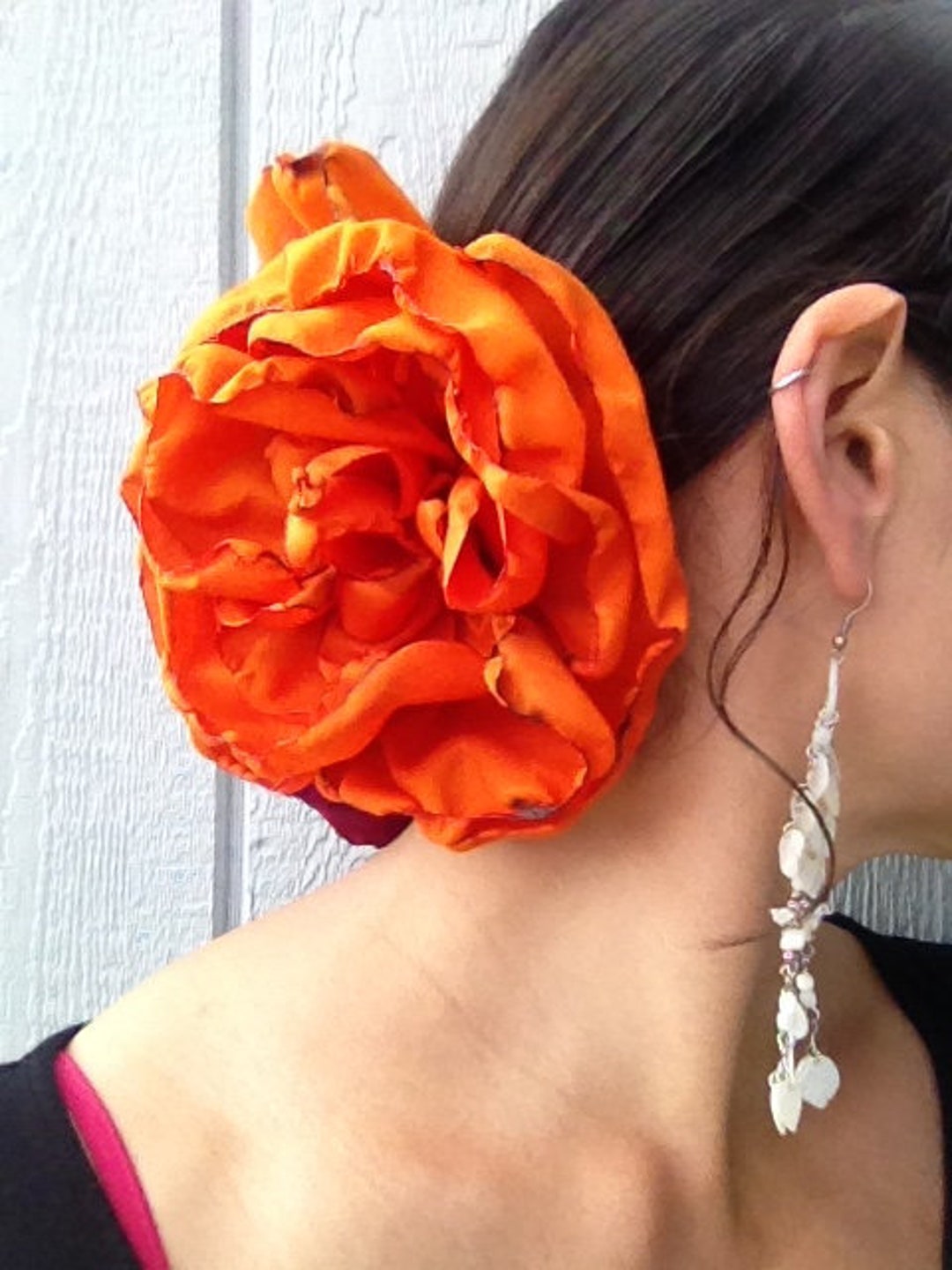 Tangerine Orange GIANT Flower Flamenco Hair Clip-pin Belly Dance Tango ...
