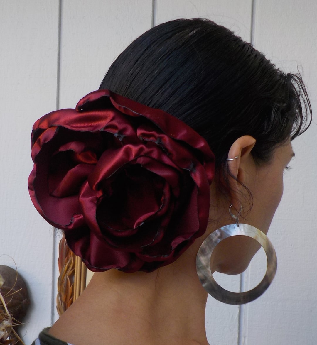 Red Flower GIANT Hair Clip Belly Dance Hair Accessory Flamenco Flower ...