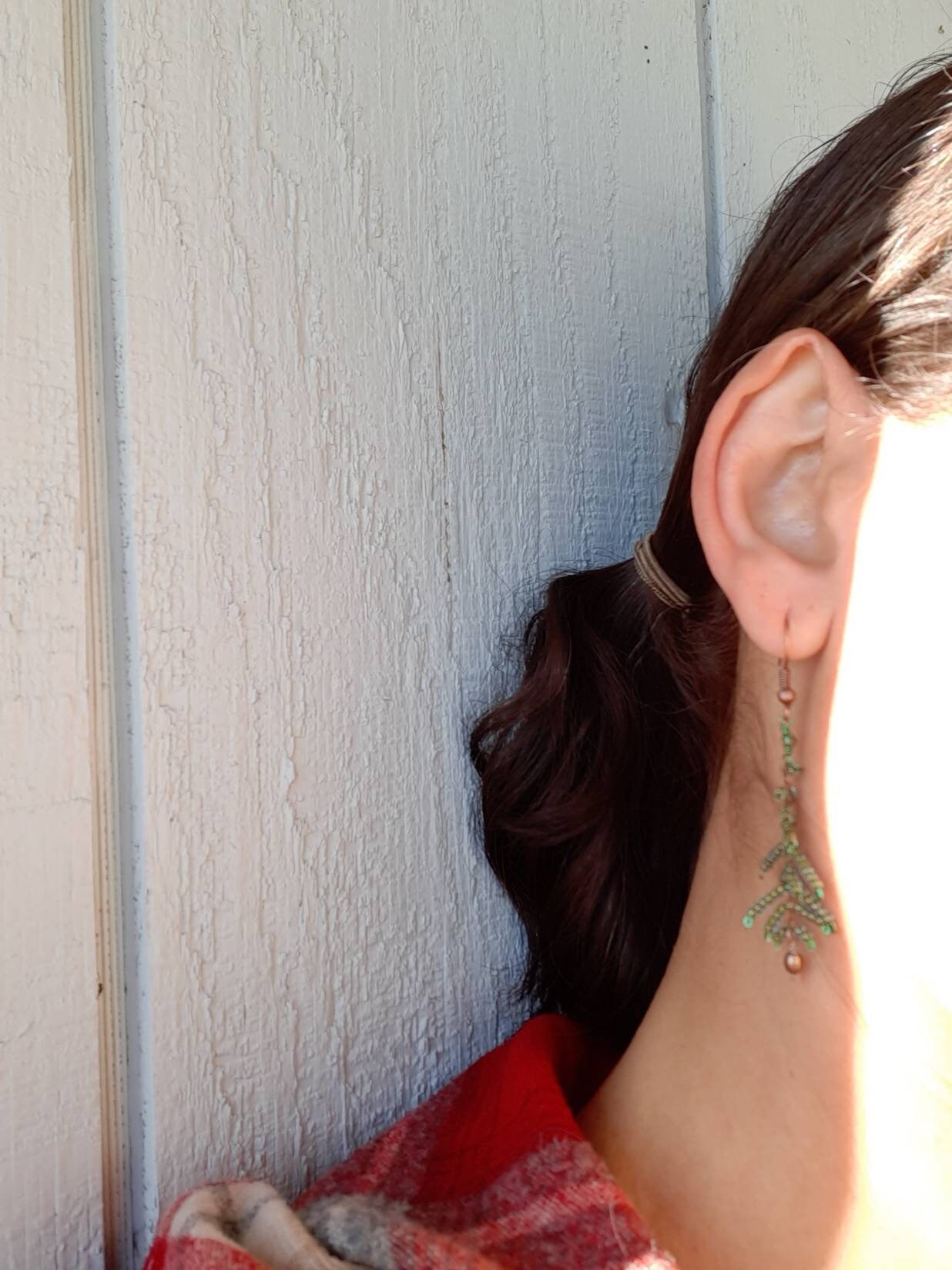 Beaded Pine Tree Earrings: Evergreen Christmas Conifers - Etsy