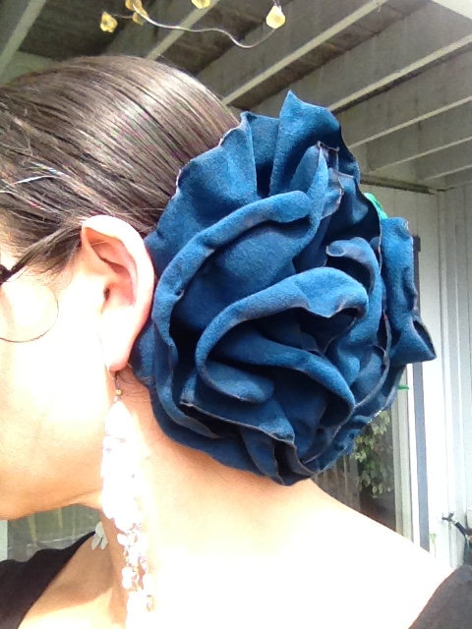 Dark Turquoise GIANT Flower Flamenco Hair Clip-pin Blue Green Belly ...