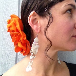 Tangerine Orange GIANT Flower Flamenco Hair Clip-pin Belly Dance Tango ...