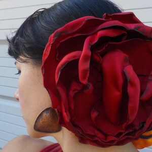 Tomato Red GIANT Flower Flamenco Hair Clip-pin Neon Orange Belly Dance ...