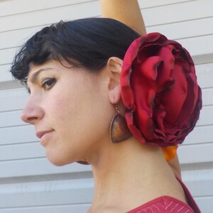 Tomato Red GIANT Flower Flamenco Hair Clip-pin Neon Orange Belly Dance ...