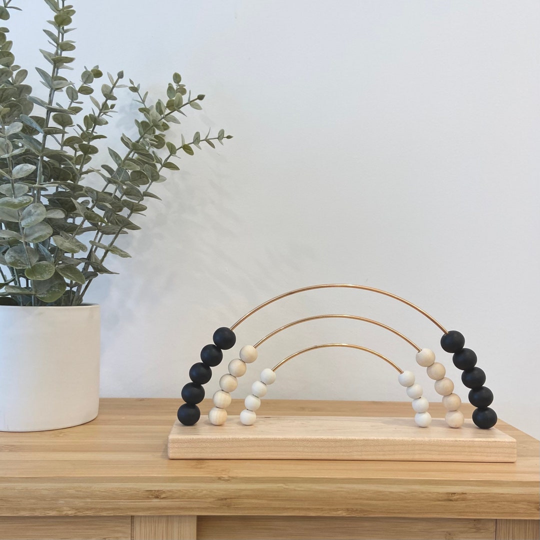 Wooden Rainbow Abacus Modern Black and White Nursery Kids Room Decor ...
