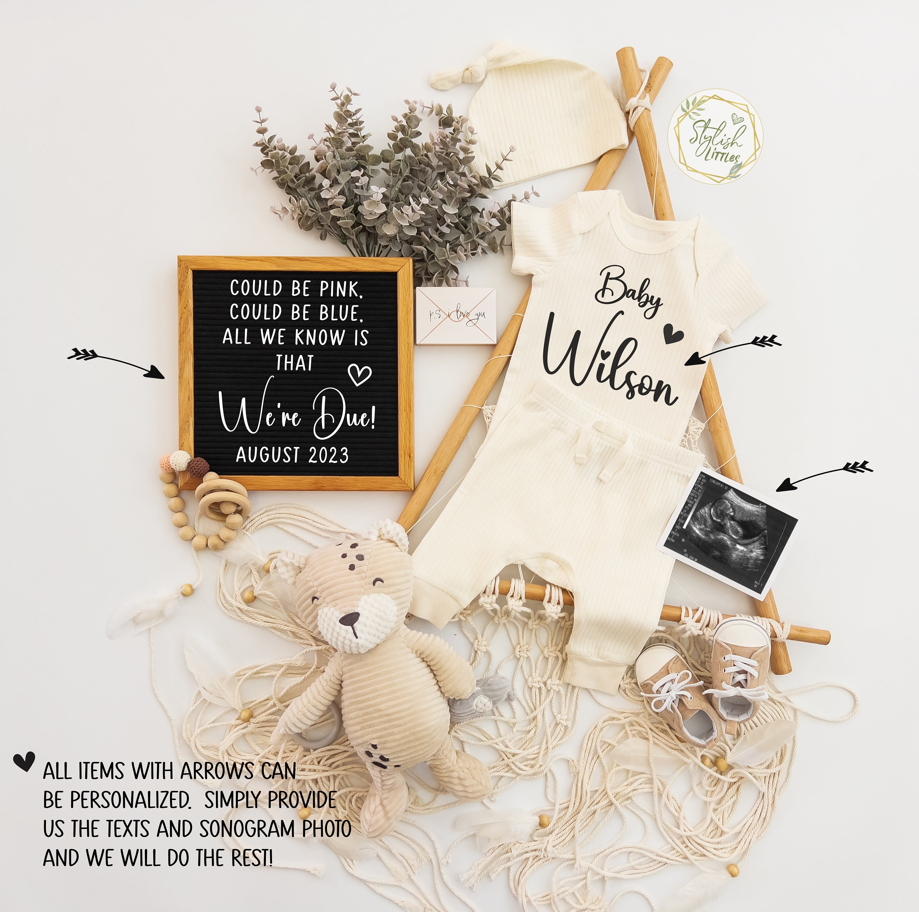 Pregnancy Announcement Digital Social Media Post in Boho Earth Tone ...
